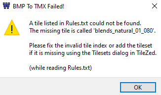 Error about missing textures in WorldEdit/Tiled: missing tile "blends ...