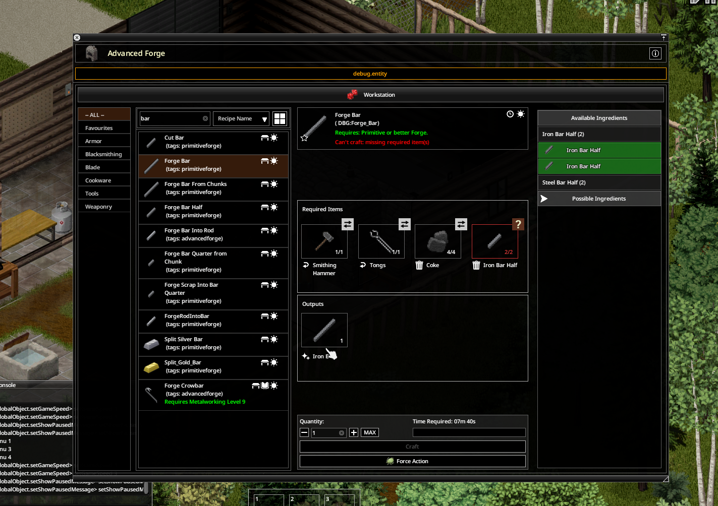 [42.11.0] Broken Forge Bar Recipe Inputs - Bug Reports - The Indie ...