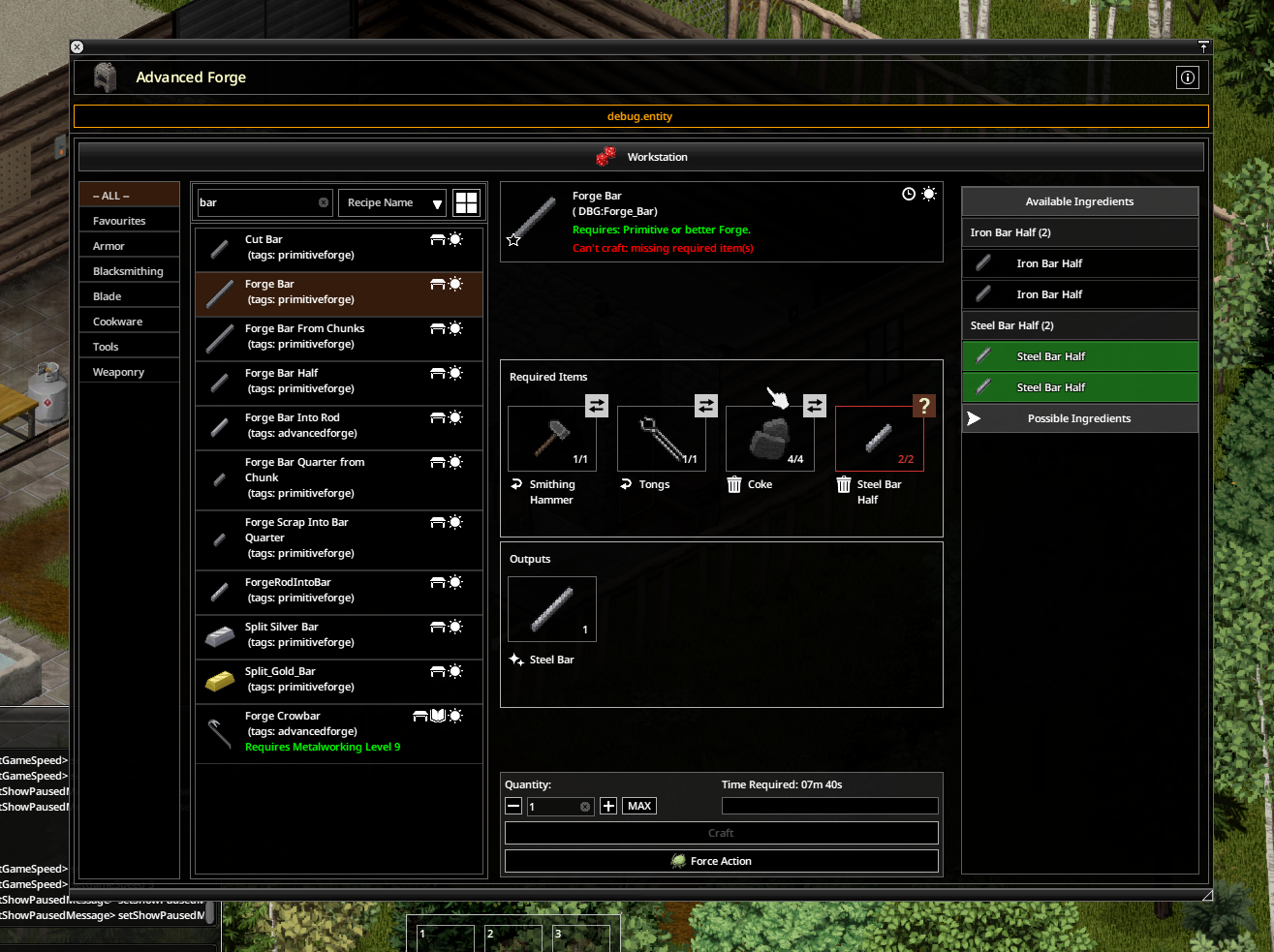[42.11.0] Broken Forge Bar Recipe Inputs - Bug Reports - The Indie ...