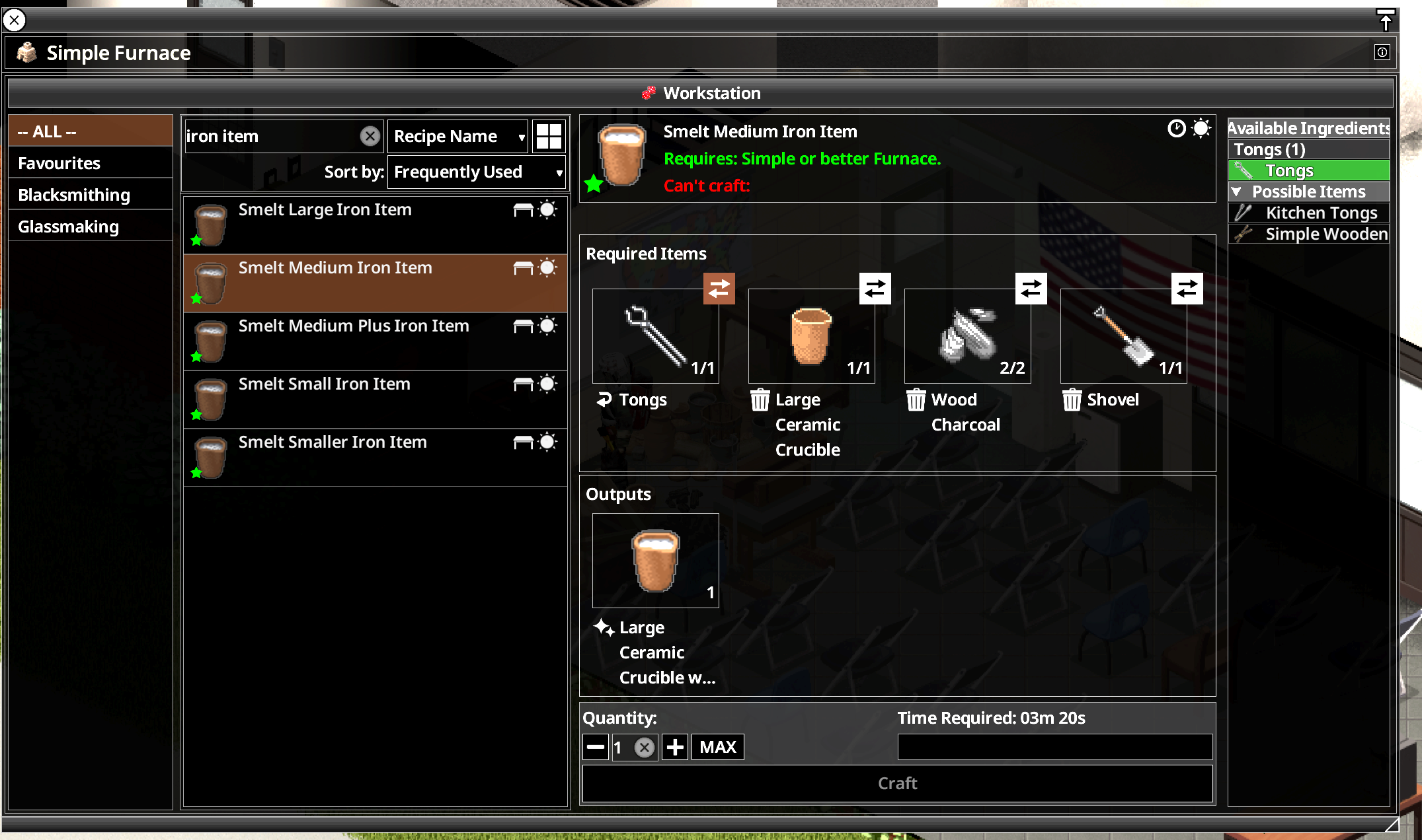 Better Crafting UI tool tip when ingredient "Set to be Unusable in ...